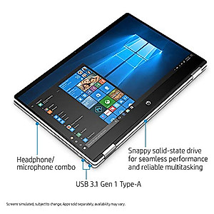 HP Pavilion X360 Convertible 15-Inch HD Touchscreen Laptop, 10th Gen Intel Core i5-10210U, 8 GB SDRAM, 256 GB Solid-State Drive, Windows 10 Home (15-dq1010nr, Natural Silver)