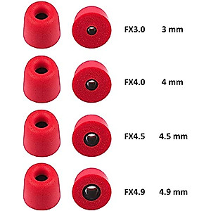 Xcessor FX3.0 (L) 4 Pairs of Memory Foam in Ear Earphone Large Size Earbuds. Replacement Ear Tips for All Popular in-Ear Headphones. Red