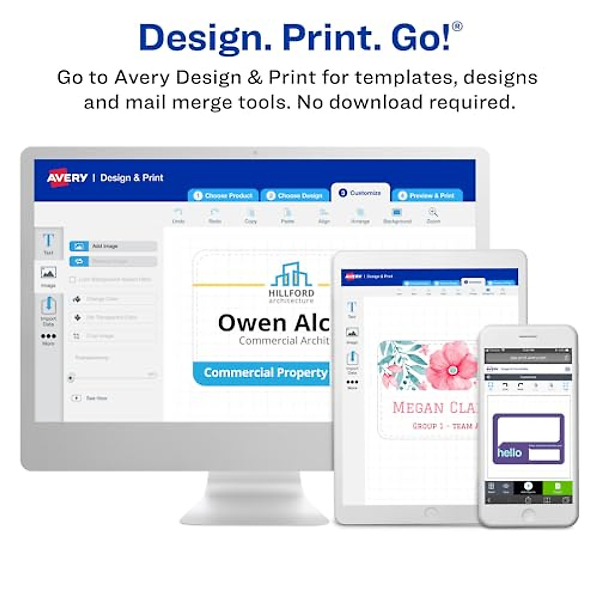 Avery Flexible Printable Name Tags, 2-1/3" x 3-3/8", Matte White, 160 Removable Name Badges (8395)