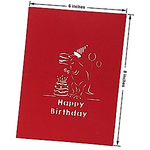 LANGXUN 3D Pop Up Dinosaur Happy Birthday Card, Jurassic Tyrannosaurus Card, Personalized Kid Funny Greeting Cards Birthday
