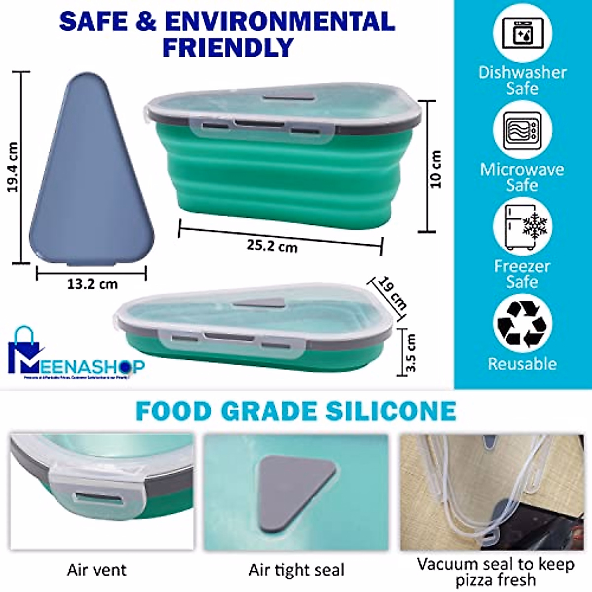 Reusable Pizza Storage Container Collapsible – Microwavable Trays – Pizza Saver – Leftover Pizza – School, Office