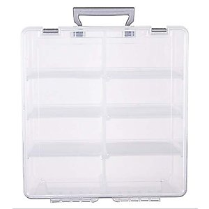 AB Designs 6990ABD Super Satchel Double Deep with Removable Dividers, Stackable Home Storage Organization Container, Clear with Sliver Latches and Handle