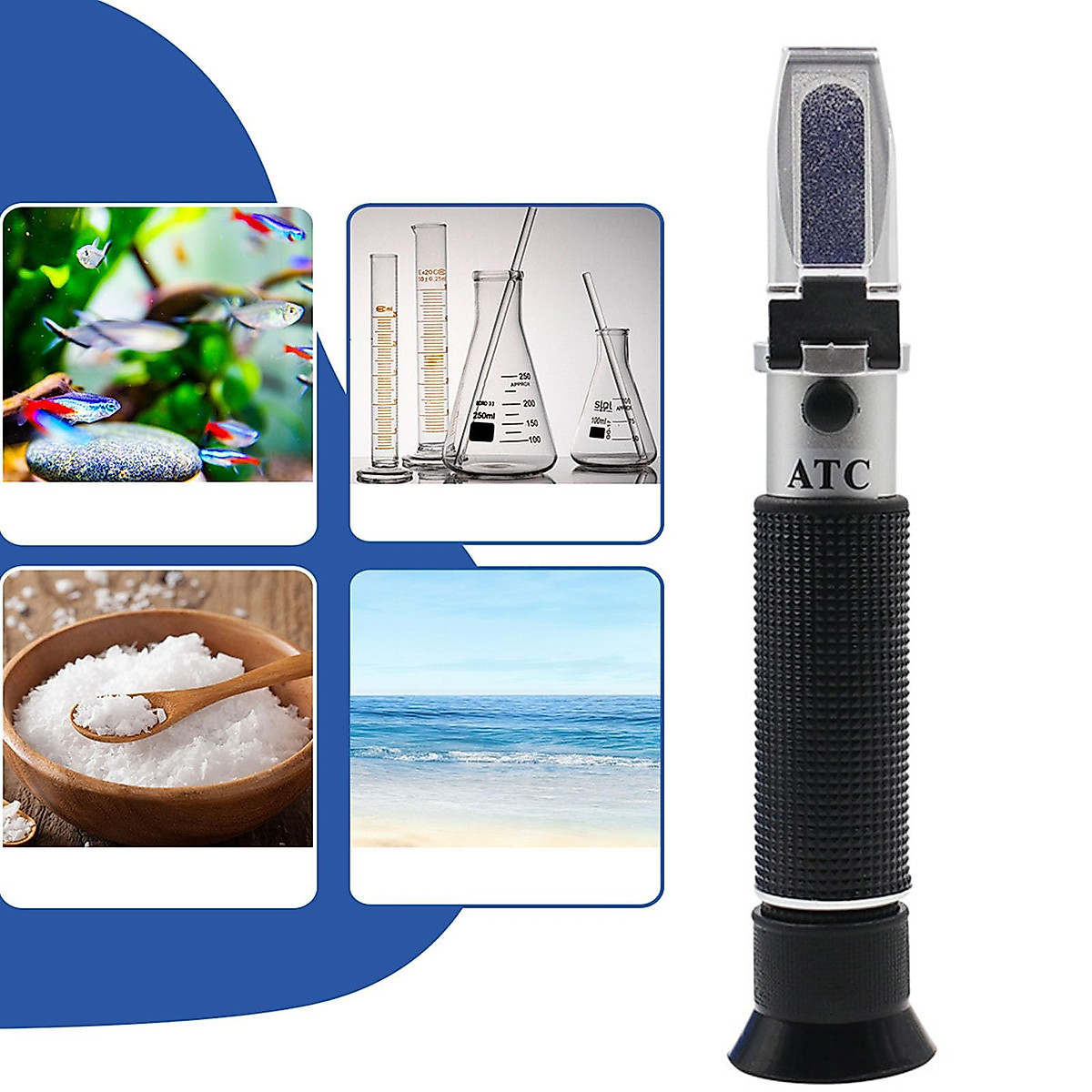 LOXGO Handheld Salinity Refractometer For Aquarium 0 To Salinometer Portable SeaWater Concentration Tester Meter ATC Handheld Salinity Refractometer