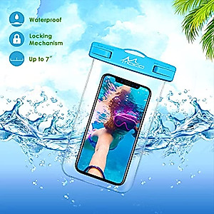 MoKo Waterproof Phone Pouch 3Pack, Underwater Phone Case Dry Bag with Lanyard Compatible with iPhone 14 13 12 11 Pro Max X/Xr/Xs Max/SE 3, Galaxy S21/S10/S9, Note 10/9/8