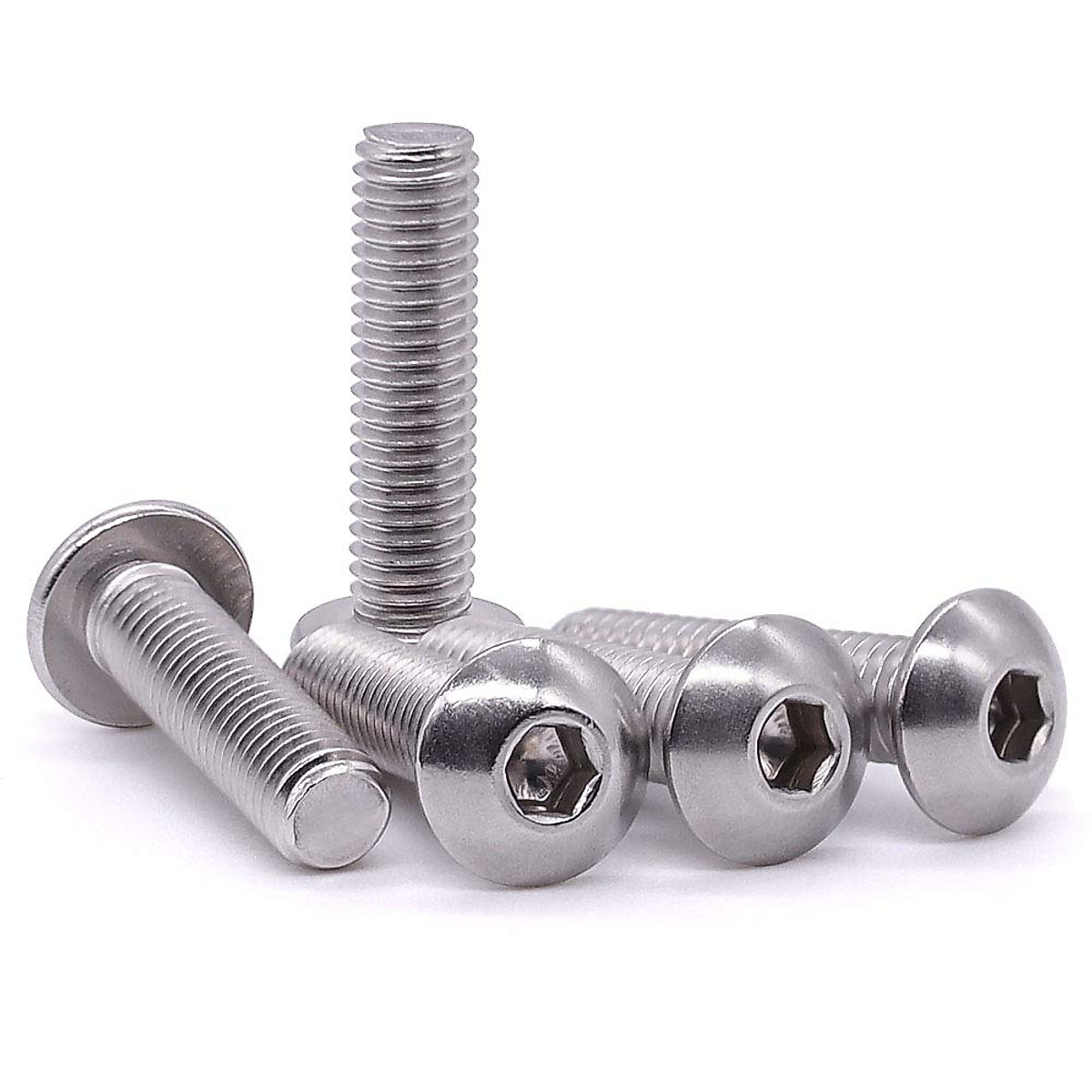 #10-32 x 3/4" (50 PCS) Button Head Socket Cap Bolts Screws, 304 Stainless Steel 18-8, Allen Hex Drive, Full Thread