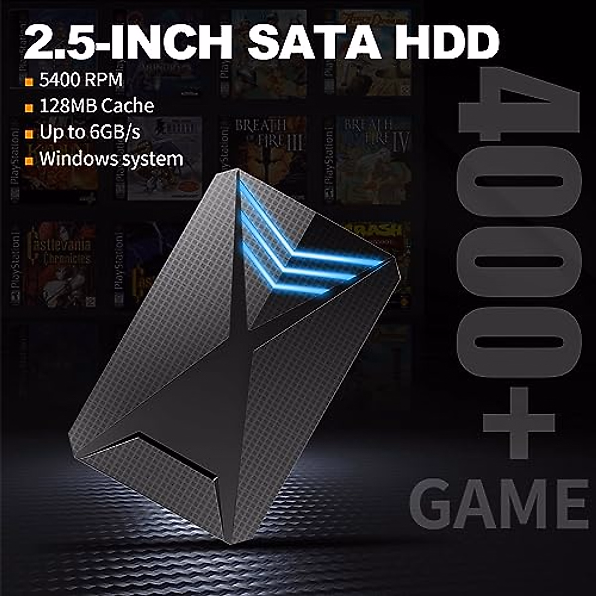 Retro Game Console, Emulator Console Built-in 4000+ Games, Plug and Play in Windows, Compatible with PS3/PS2/PSP, USB 3.0, 18 Emulators, Support Adding 70+ Emulator Games