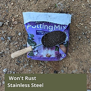 Giant 13.5” Stainless Steel Scoop with Long, Beautiful Wooden Handle. Perfect for Fertilizer and Compost in the Garden or use with Ice, Dry Goods, Pet Food or Feed. – By Truly Garden