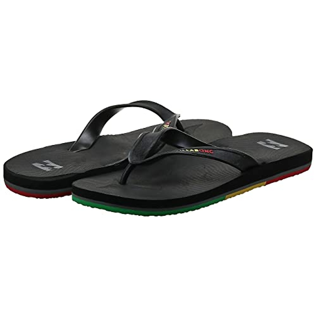 Billabong Men's All Day Logo Sandal Flip Flop, Rasta, 8 Regular US