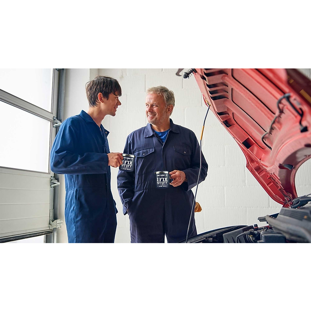 AMAZPRINTS Gifts for Men, Grandpa, Him from Daughter, Son - Dad Birthday Gift Ideas - Dad Gifts for Fathers Day - Men Mug 14oz, Navy Insulated Stainless Steel