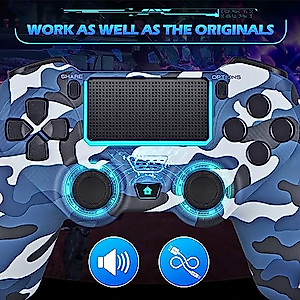 ZOKIKY Wireless Controller for PS4,Remote for Playstation 4/Pro/Slim/,with Double Shock/Audio/Six-axis Motion Sensor（Camouflage Blue）
