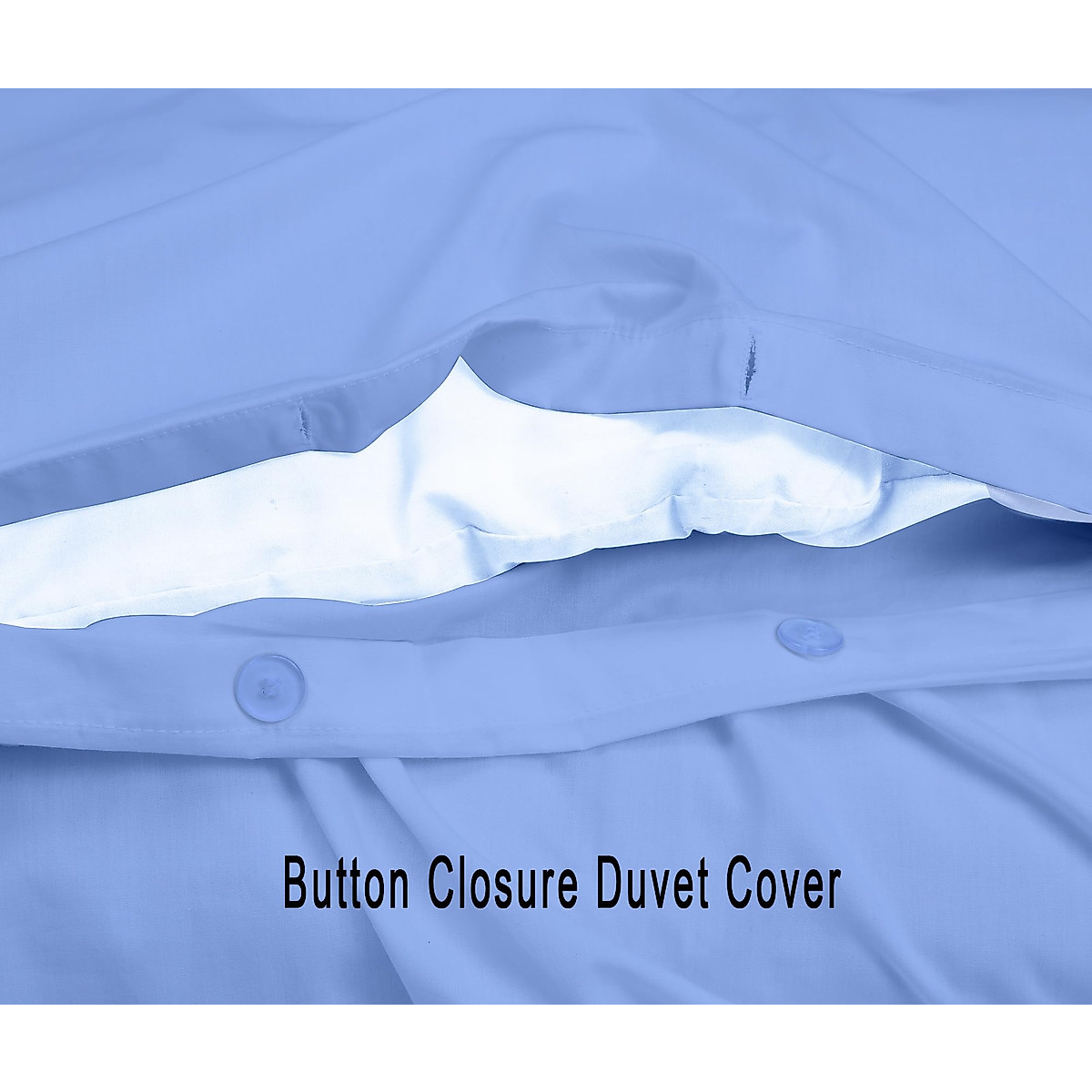 RUVANTI Sky Blue Duvet Cover King Size - Soft Egyptian Cotton Duvet Cover Set 3 Pieces with Button Closure, 1 Duvet Cover 106x96 inches and 2 Pillow Shams (No Comforter)