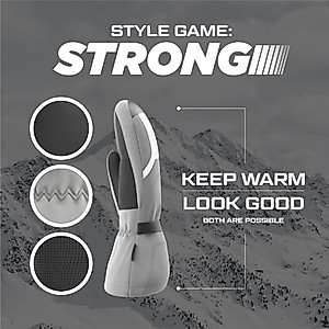 Gordini Women's Ski Mittens Cold Weather Waterproof Gore-tex Insulated Gauntlet Snow (Medium, Clay Grey White)