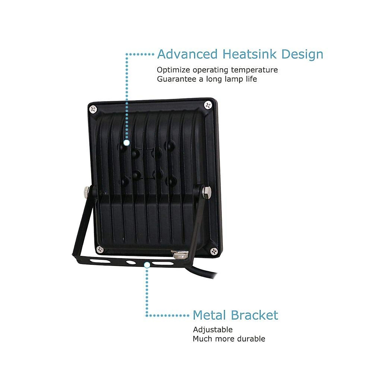 WeDo 10W Ultra Bright Outdoor SMD LED Flood Light Reflector IP66 Waterproof Wall Garden Home Yard Hotel Pathways Security Lights with US Plug Daylight White 6500K