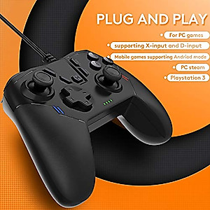 Uberwith Wired PC Game Controller, Joystick Gamepad Controller for PC Game Controller Compatible With Steam, PS3, Windows 10/8/7 PC, Laptop, TV Box, Android Mobile Phones
