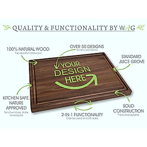 Walnut Artisan Personalized Cutting Boards, Custom Anniversary or Housewarming Gift Idea, Wood Engraved Charcuterie Board for Couples and Newlyweds, Initial Design 050