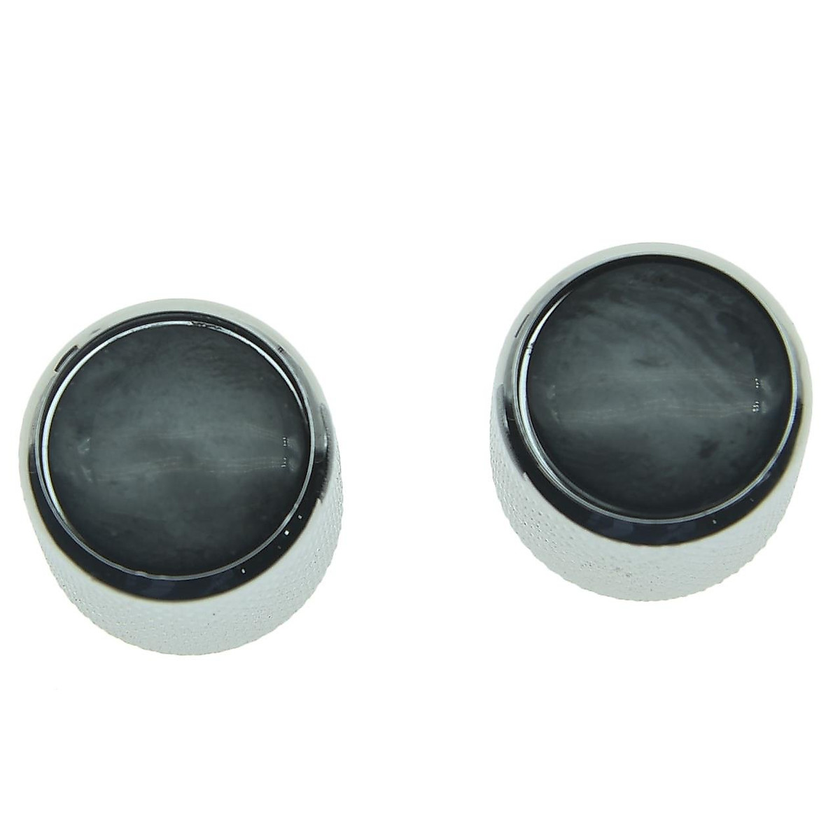 KAISH Set of 2 Black Pearl Top Guitar Dome Knobs with Set Screw for Tele Guitars Black Pearl Cap Bass Chrome Knobs