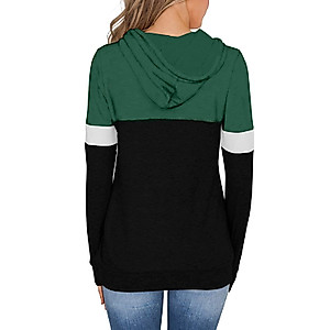 Womens Tops Long Sleeve Shirts Fall Sweatshirts Lightweight Sweaters Sports Hoodies Fashion Outfits Clothes Ladies Casual Tunics Loose Fitting Tees Blouses Green Black Medium