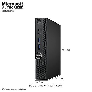 Dell Optiplex 3060 Micro Desktop - 8th Gen Intel Core i3-8100T Quad-Core 3.10 GHz, 8GB DDR4 Memory, 192GB SSD + 500GB Hard Drive, Intel UHD Graphics 630, WiFi, Windows 10 Pro (Renewed)