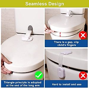 Fangze Toilet Locks Baby Proof - Upgraded 3 Pack Baby Proofing Toilet Safety Seat Lock for Toddlers, Toilet Lid Lock Fit Most Toilet Seats White