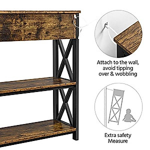 Yaheetech Console Table with Drawer, Sofa Table with Storage Shelves, 39.5 Inch Entryway Table with Metal Frame, for Living Room, Entryway, Hallway, Rustic Brown