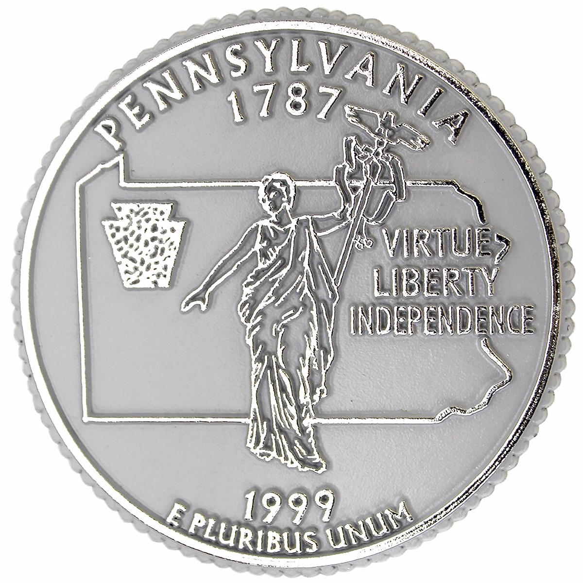 Pennsylvania State Quarter Magnet by Classic Magnets, 2.5" Diameter, Collectible Souvenirs Made in The USA