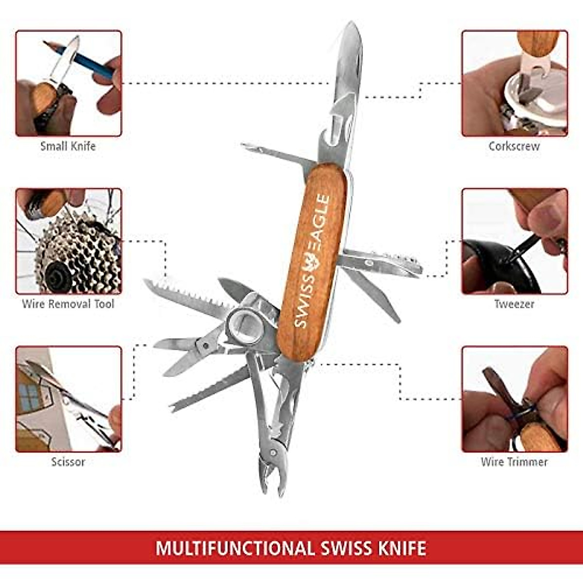 Swiss Eagle Classic Multi-Tool Army Knife - Packs 30 Tools In Your Pocket