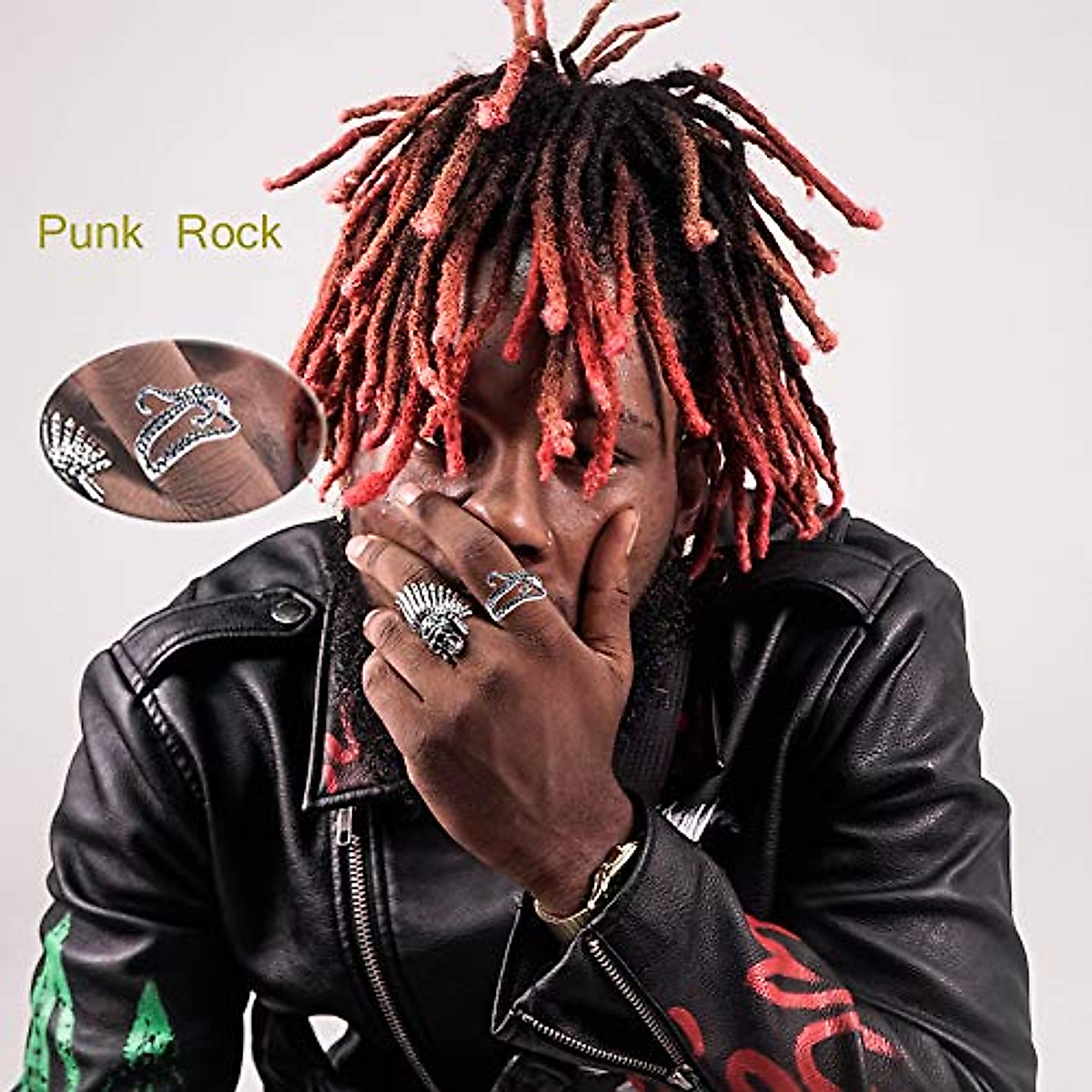 BUUFAN 12PCS Vintage Adjustable Punk Rings Set Silver Black Dragon Snake Claw Alloy Gothic Stackable Open Rings for Women Men