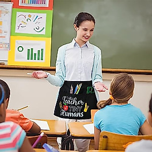 Berlune 6 Pieces Half Apron for Teachers with 3 Pockets Teacher Apron 3 Pocket Waist Apron Teacher Appreciation Gift Ideas