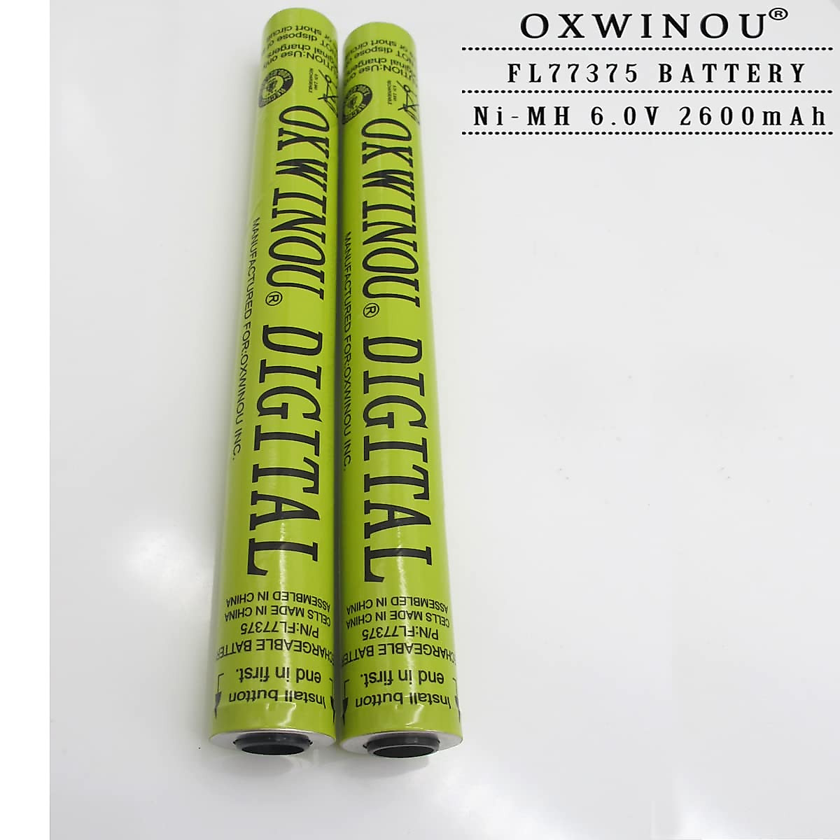 6V NIMH 2600mAh Rechargeable Flashlight Battery Compatible with Streamlight SL20X-LED 77375 77175 Rechargeable NiMH Battery Stick for SL-20XP Flashlights OXWINOU Digital Battery 1-Pack