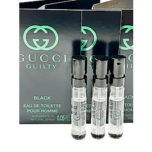 Gucci Guilty Black Sample Perfume Men EDT Spray Pour Homme MINI SMALL Travel Size 1.5 ML / 0.05 (3676) - set of 3
