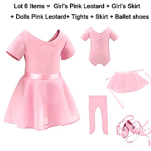 BARWA American 18 inch Doll Me Doll Matching Outfits Clothes 4 PCS Ballet Ballerina Outfits Dance Dress Costume for Girls and 18 inch Dolls (140cm)