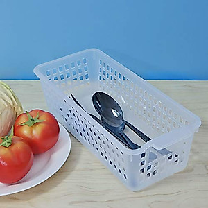 EudokkyNA Clear Slim Storage Baskets, Plastic Small Organizing Bin Set of 6