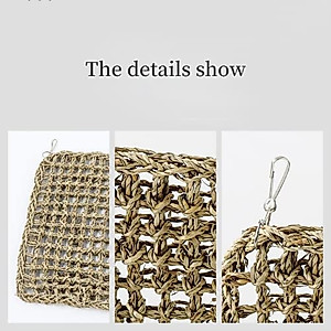 Bird Foraging Wall Toy Parrot Chewing Hanging Hook Toys Woven Climbing Hammock Mat Bird Climbing Net Climbing Cotton Rope Net Hanging Bird Climbing Rope (Large)