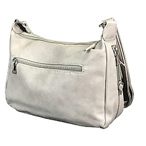 Zzfab Front Pockets side Locking Small Concealed Carry Purse CCW Crossbody Bag Grey