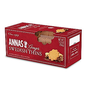 Annas Thins - Ginger Pepparkakor - 5.25 Ounce (Pack of 12) non GMO + Vegan
