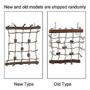 Bird Climbing Net Hemp Rope Bird Climbing Ladder Hanging Cage Chew Toy Play Gym Hanging Swing Net for Parrots, Budgies, Parakeets, Cockatiels, Conures, Macaws, Lovebirds, Finches