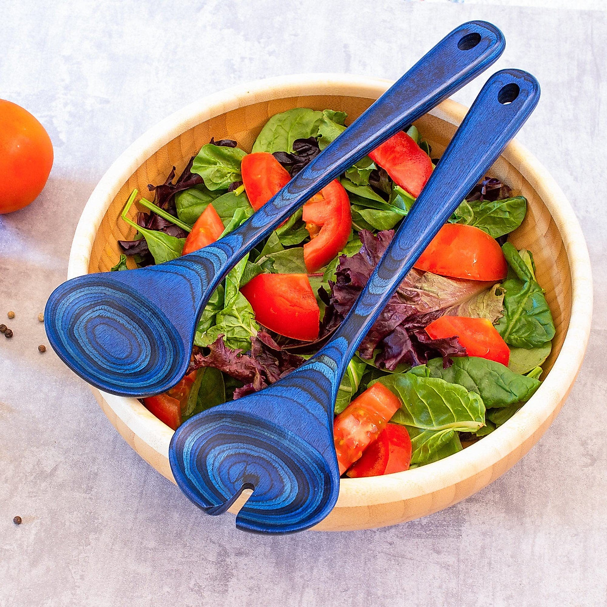 Baltique Malta Collection Wooden Salad Serving Utensil Set, 11-3/4" Long, One Pair