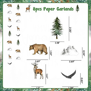 Sursurprise Adventure Party Decorations, 8Pcs Adventure Garlands Mountain Tree Hanging Streamer, Let The Adventure Begin Forest Woodland Party Supplies for Baby Shower Birthday