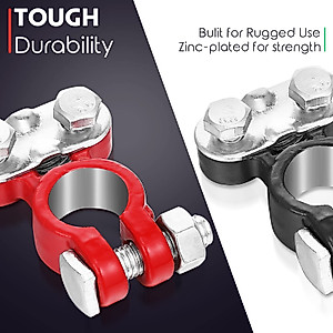 Tallew 4 Pieces Battery Terminals Connector 2 Packs Zinc Plated Car Battery Cable Terminal Connector Top Terminal 2 Pairs Anti Corrosion Terminal Washer Fiber (Black, Red)