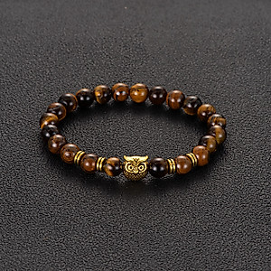 Softones Owl Gifts Owl Bracelets Healing Crystals Bracelet for Women Men Spiritual Energy Beaded Bracelet Set Gifts