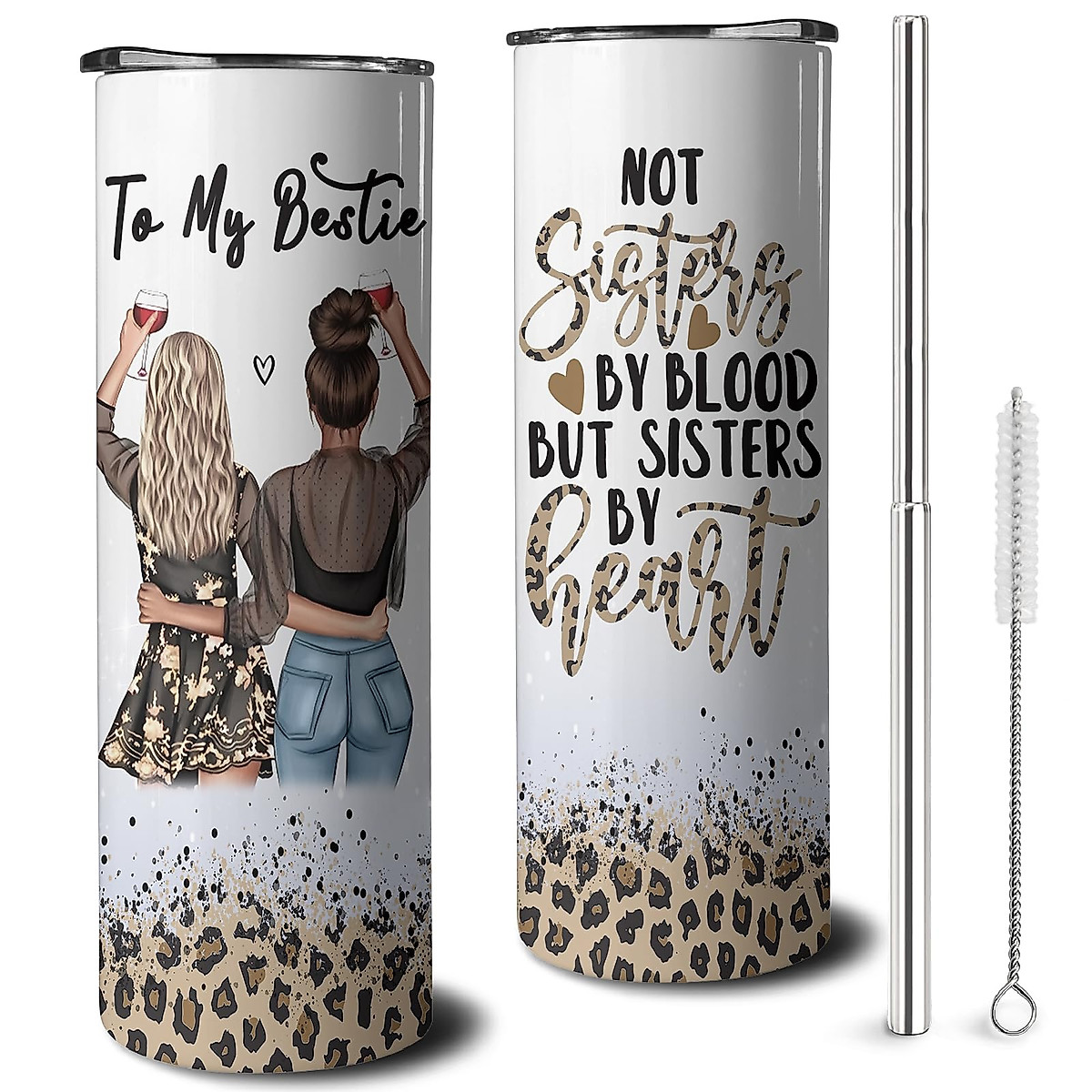 thmasamwr Best Friend Skinny Tumbler With Straw and Lid, Stainless Steel 20oz Insulated Besties Coffee Travel Mug, BFF Gifts Cups for Women and Girls