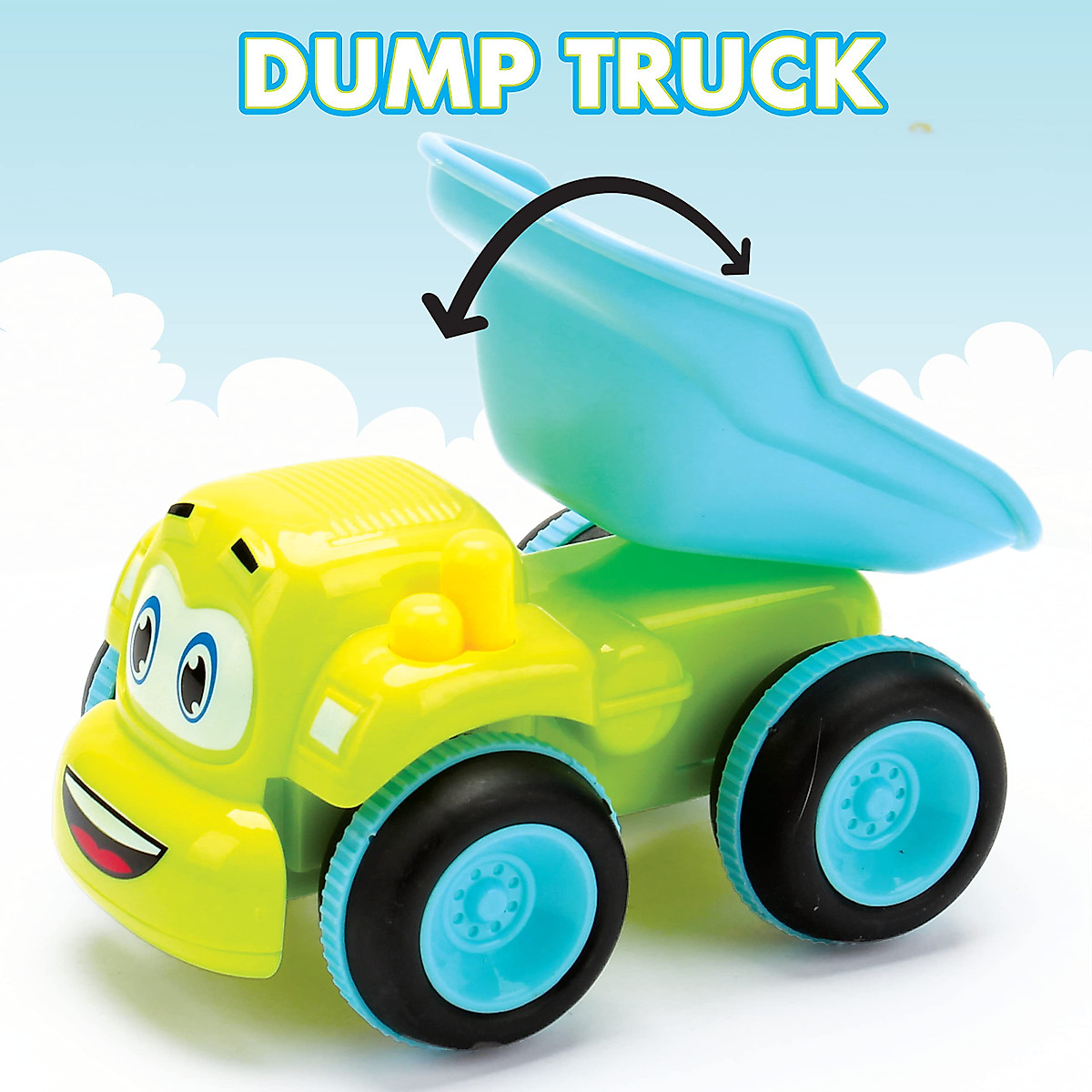 Toys for 3 Year Old Boy - 4 Friction Powered Trucks for 3+ Year Old Boys, Playmat & 16 Accessories, Push & Go Cars Cartoon Construction Vehicle Set - Toddler Boys Toys & Toy Trucks, Toddler Toys