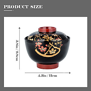 Hemoton Miso Soup Bowl with Lid Japanese Melamine Noodle Bowl Rice Bowl Snack Bowl Dessert Bowl Appetizer Bowl for Home Restaurant 11cm