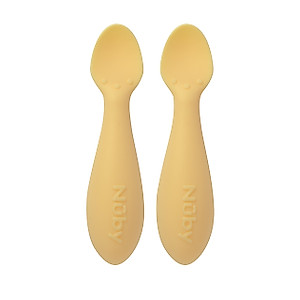 Nuby Silicone Mini Spoons - (2-Pack) Baby-Led Weaning Spoons for Babies - 4+ Months - Yellow