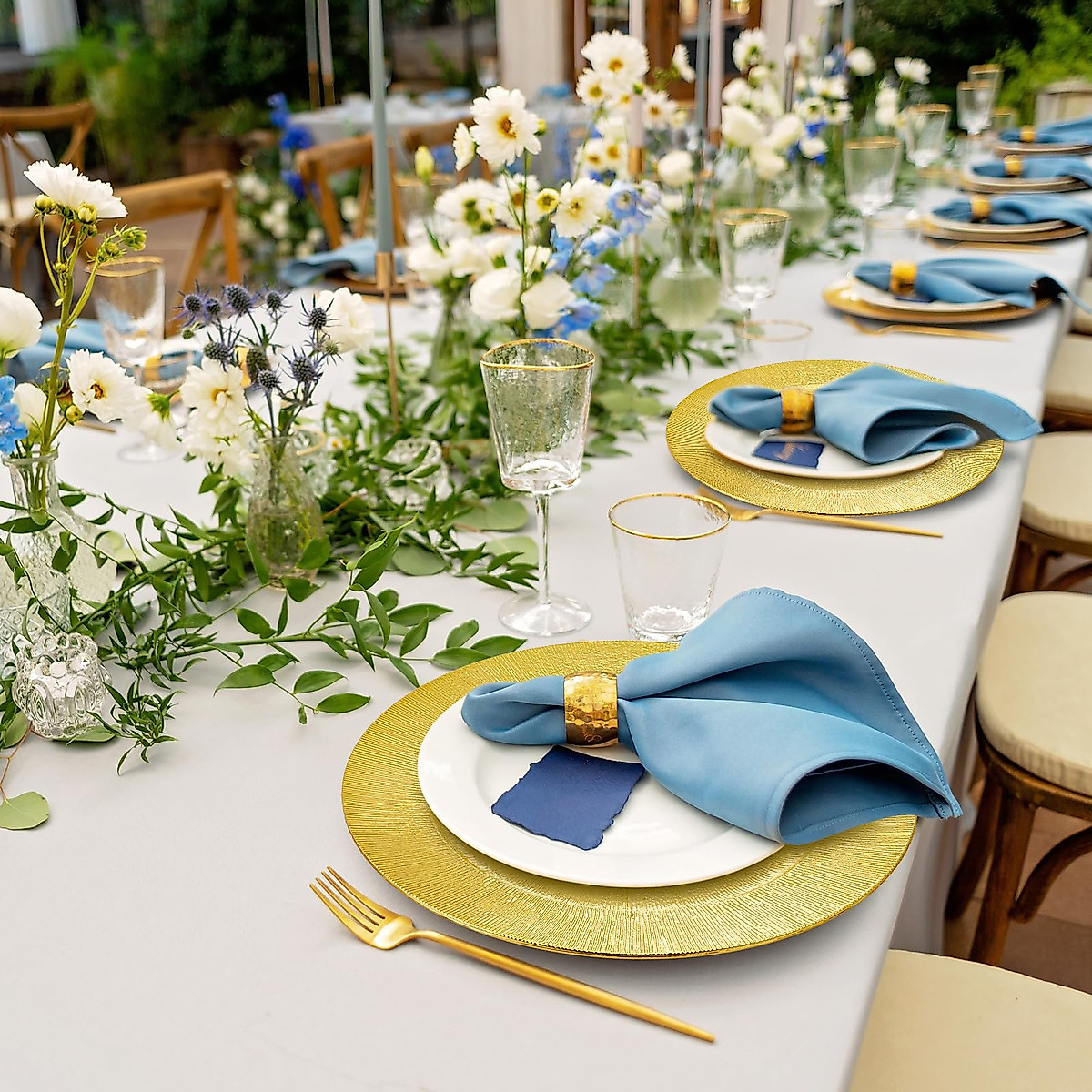 Yinder Set of 24 Round 13" Gold Charger Plates Plastic Reef Plate Chargers Decorative Plates for Table Elegant Gold Decor Plates for Wedding Event Banquet Holiday Birthday Party Place Setting