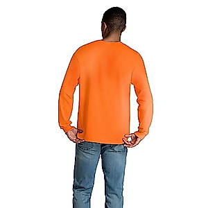 Fruit of the Loom Men's Eversoft Cotton T Shirts, Breathable & Moisture Wicking with Odor Control, Sizes S-4X, Long Sleeve-Safety Orange