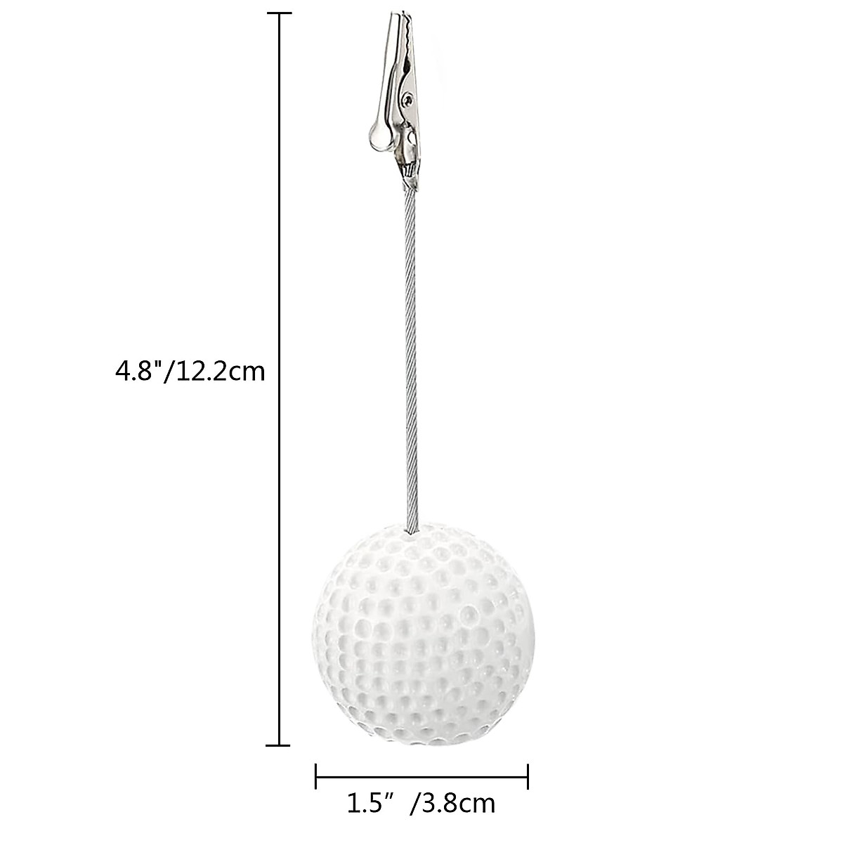 OBPSFY 5 Pack Place Card Holder - Golfball Resin Ball Base Memo Clip Holder Stand,Table Memo Number Name Card Holder with 16 Pcs Cards,Table Number Holders for Wedding Party Graduation Birthday