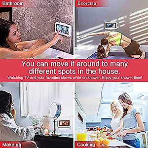REALHOOK Shower Phone Holder Waterproof Anti-Fog Touch Screen Shower Accessories Wall Mount Phone Holder for Shower Bathroom Mirror Bathtub Kitchen for 4&quot; - 7&quot; Cell Phones 360 Rotating (White)