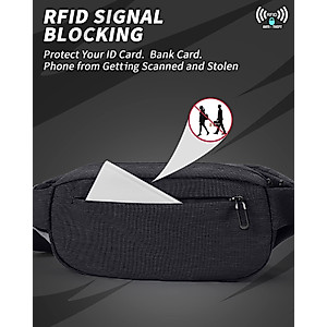 Fanny Pack for Mens Crossbody Bag, Sling Bag for Women Anti Theft Waist Packs with Adjustable Strap Casual Daypack for Running Sports Hiking Cycling Travel Walking - Black