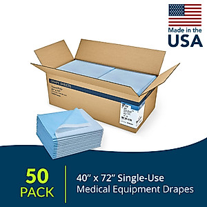 Avalon Papers Single-Use Medical Equipment Drape, Blue, 40" x 72" (Pack of 50) - Stretcher Sheet or Treatment Table Cover - Fluid and Barrier Protection - Tissue/Poly - Medical Supplies (357)